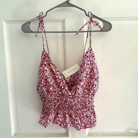 Sim & Sam | Tops | Nwt Sim Sam Floral Cropped Tie Tank | Poshmark
